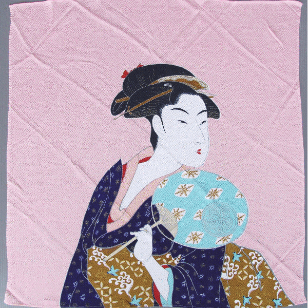 友禅風呂敷 団扇を持つおひさ うちわ美人 喜多川 歌麿 おひさ NS-7354 亀屋染物店