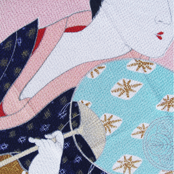 友禅風呂敷 団扇を持つおひさ うちわ美人 喜多川 歌麿 おひさ NS-7354 亀屋染物店