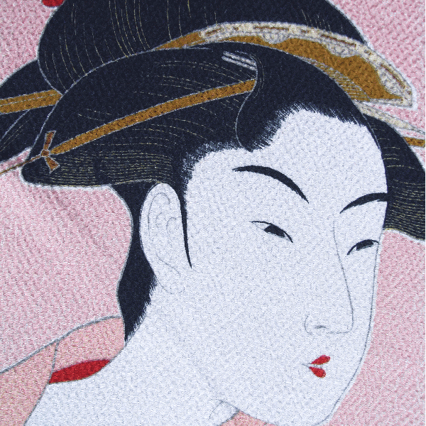 友禅風呂敷 団扇を持つおひさ うちわ美人 喜多川 歌麿 おひさ NS-7354 亀屋染物店